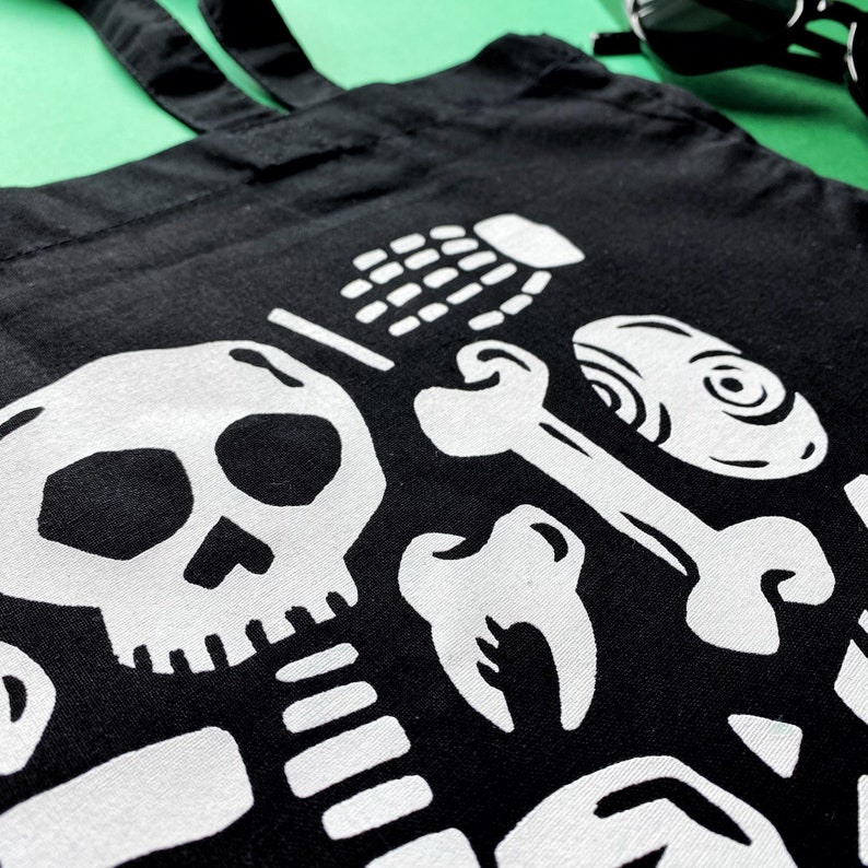 Skeleton Tote Bag. Skeleton Bag. Skull Tote Bag. Halloween - Etsy UK
