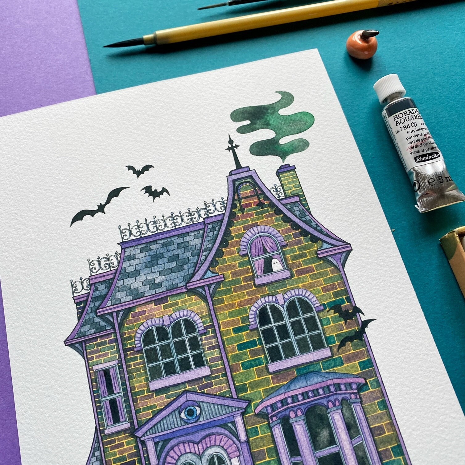 Haunted House Watercolour Painting. Haunted House - Etsy UK