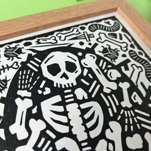 Archeology Skeleton Lino Cut Print. Skeleton Lino Print. Bugs and Bones ...