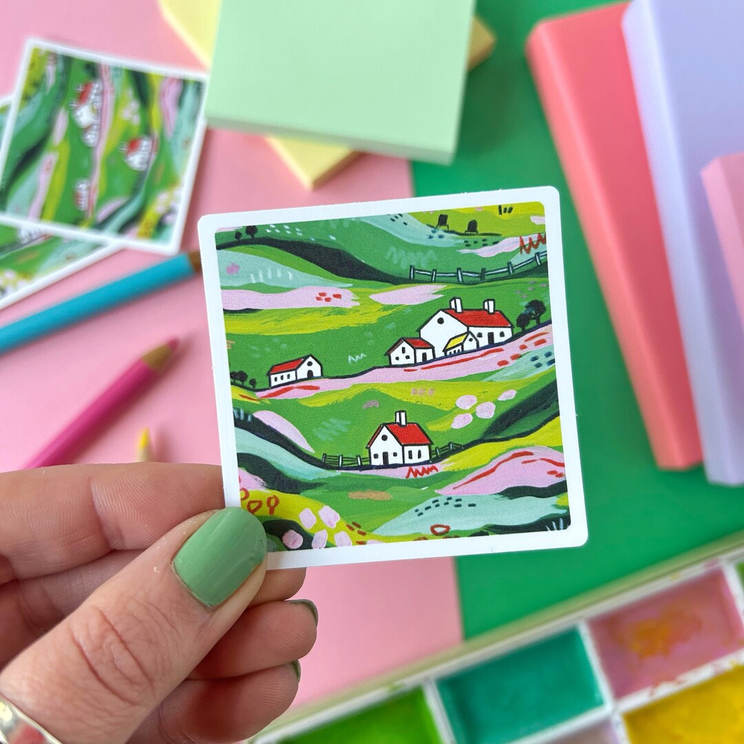 English Village Sticker. British Countryside Sticker. Landscape Sticker ...