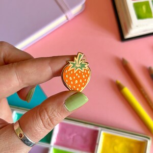 Strawberry Enamel Pin. Strawberry Pin. Fruit Enamel Pin. Summer Enamel ...