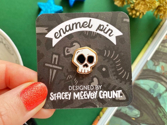Skull Enamel Pin. Skeleton Enamel Pin. Horror Enamel Pin Folk - Etsy
