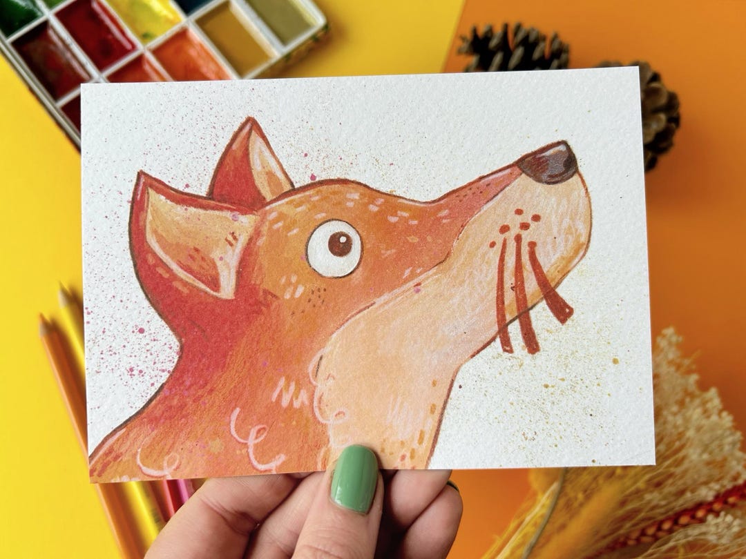 Fox Postcard. Fox Illustration Print. Fox Art. Cute Fox. Nature Lover ...