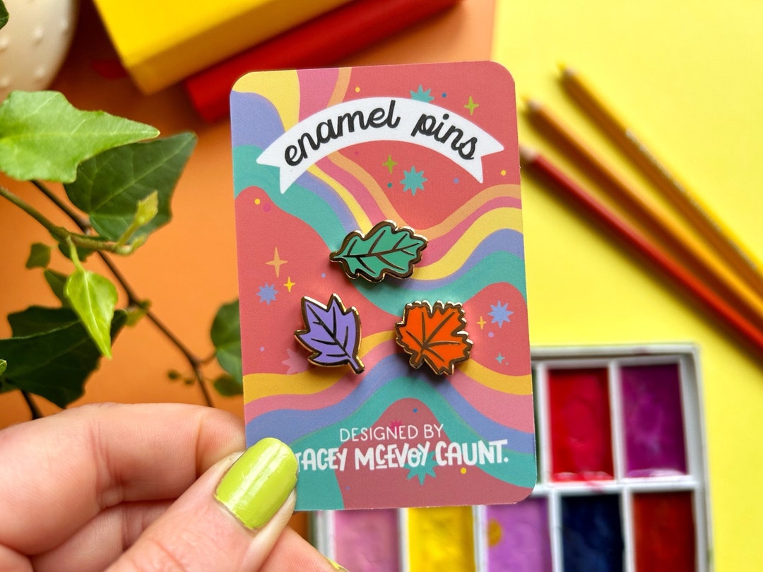 Autumn Leaves Enamel Pin Set. Mini Leaf Pin Set. Mini Leaves Enamel Pin ...
