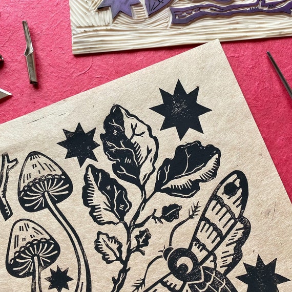 Prints Wood & Linocut Prints Art & Collectibles Original Linocut Print ...