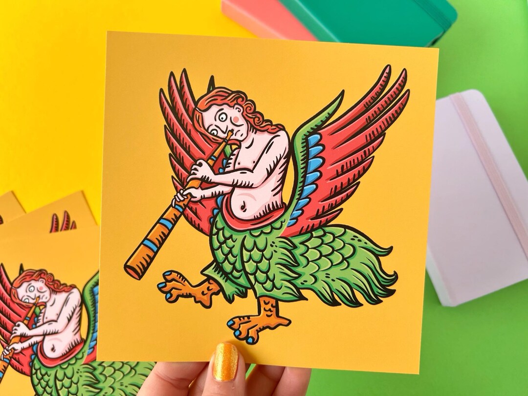 Harpy Medieval Marginalia Mini Print. Medieval Postcard. Medievalist ...