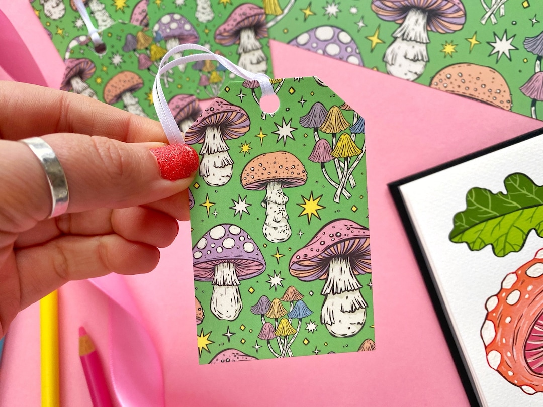 Pastel Mushroom Gift Tags. Fungi Gift Tags. Mushroom Wrapping Paper ...