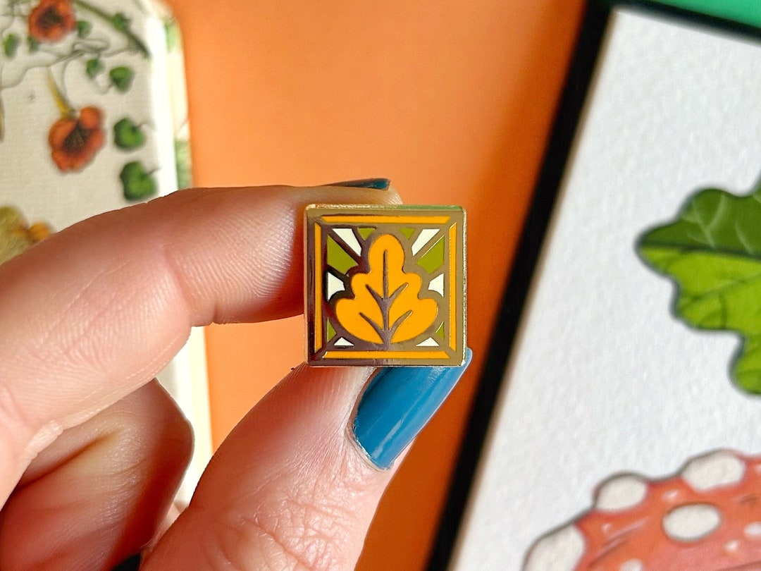 Leaf Tile Enamel Pin. Leaf Enamel Pin. Oak Leaf Enamel Pin. Tile Enamel ...