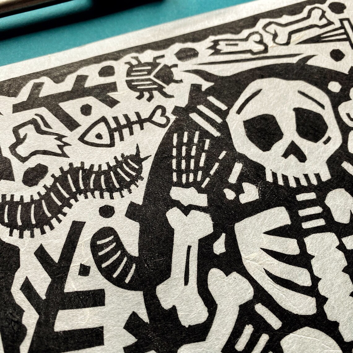 Archeology Skeleton Lino Cut Print. Skeleton Lino Print. Bugs | Etsy UK