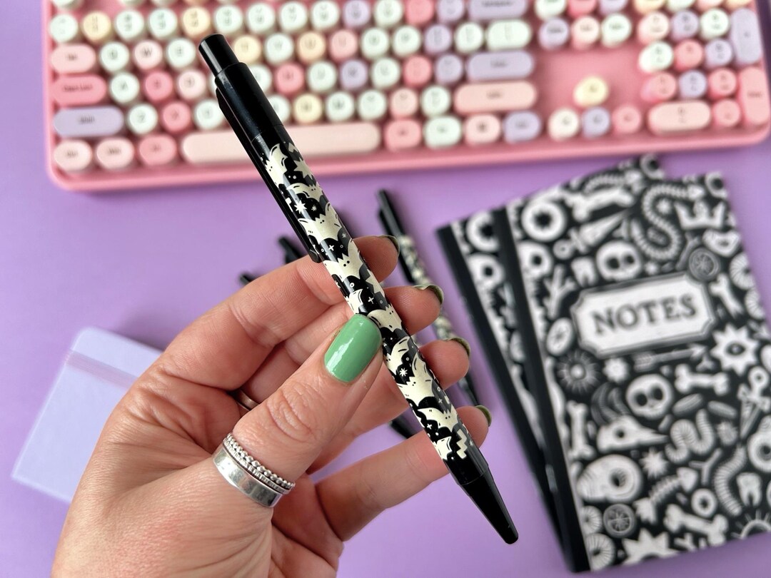 Bats Pen. Bats and Stars Pen. Gothic Pen. Gothic Stationery. Halloween ...