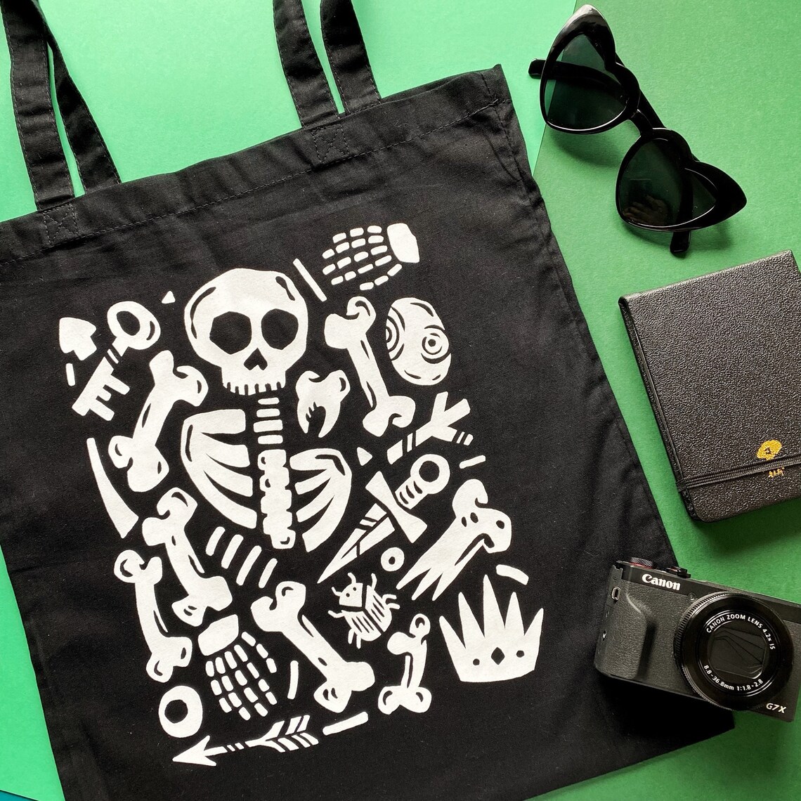 Skeleton Tote Bag. Skeleton Bag. Skull Tote Bag. Halloween - Etsy UK