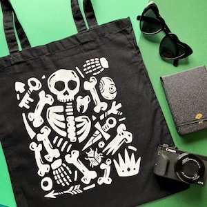 Skeleton Tote Bag. Skeleton Bag. Skull Tote Bag. Halloween Tote Bag ...