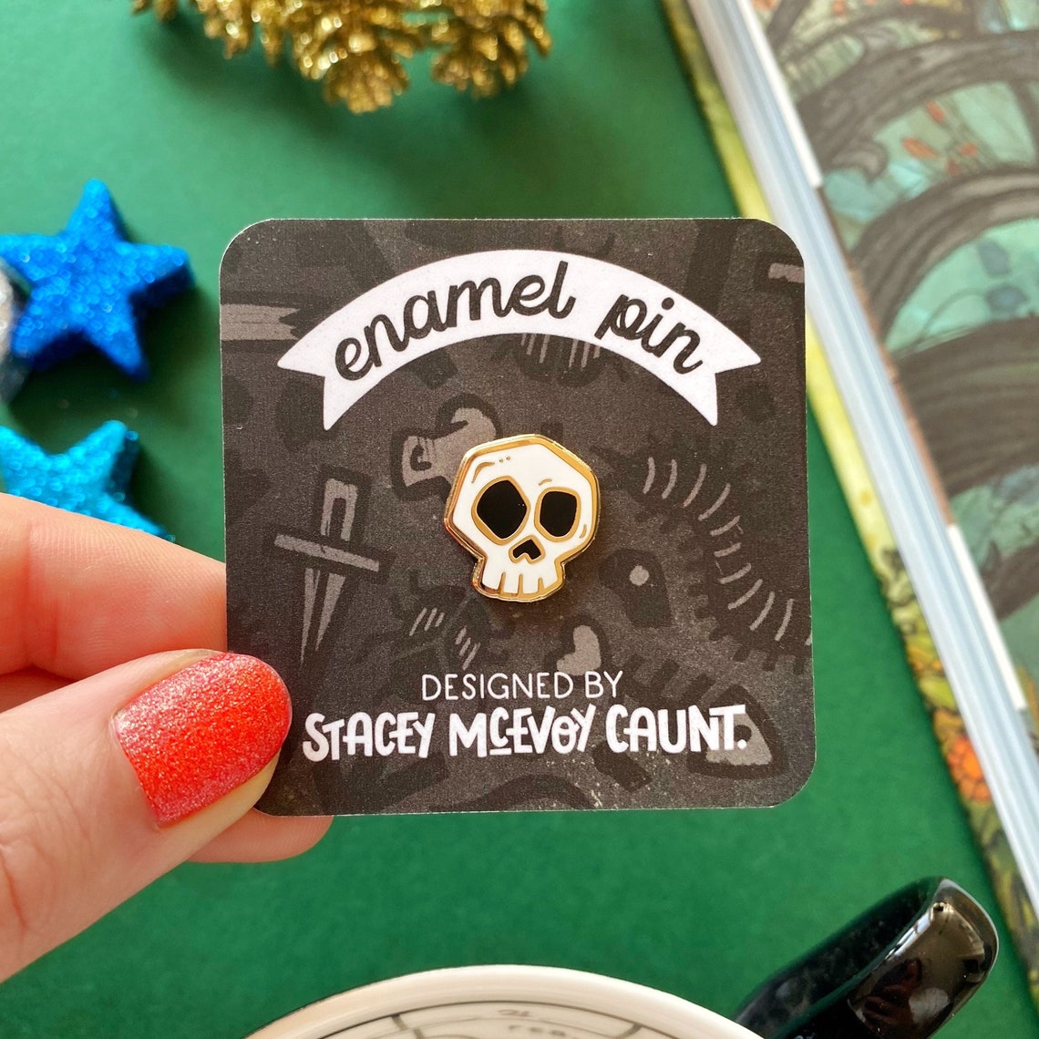 Skull Enamel Pin. Skeleton Enamel Pin. Horror Enamel Pin Folk - Etsy