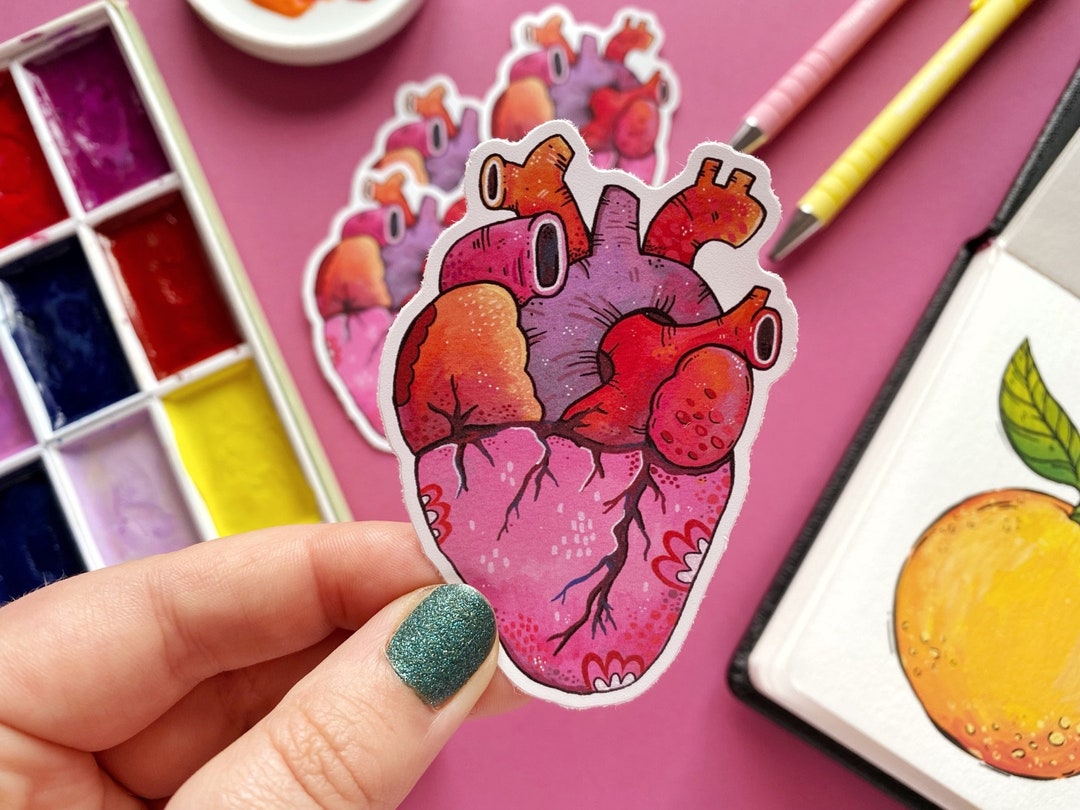 Human Heart Sticker. Heart Sticker. Love Heart Sticker. Anatomical ...