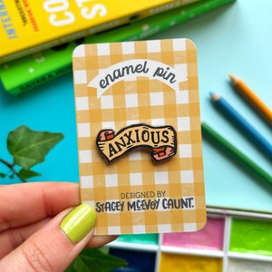 Anxious Enamel Pin. Pastel Peach Anxiety Pin. Mental Health Pin ...