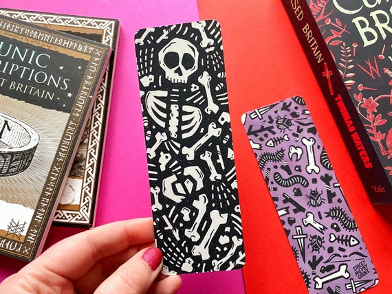 Skeleton Bookmark. Archeology Bookmark. Folk Horror Art. Skull | Etsy