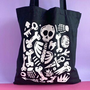 Skeleton Tote Bag. Skeleton Bag. Skull Tote Bag. Halloween Tote Bag ...