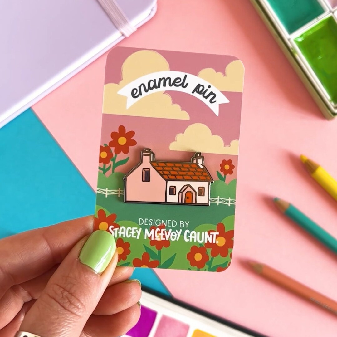 Pink Cottage Enamel Pin. Pastel Pink Enamel Pin. House Enamel - Etsy