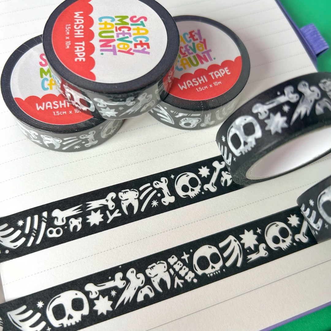 Skull and Bones Paper Washi Tape. Halloween Journalling and Stationery ...