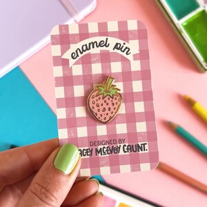 Pink Strawberry Enamel Pin. Strawberry Pin. Fruit Enamel Pin ...