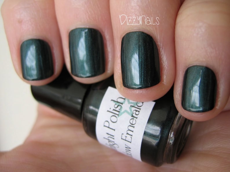 Shadow Emerald Dark Green Shimmer Polish Indie Nail | Etsy