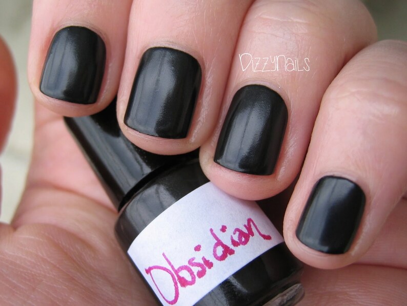 Obsidian Black Nail Lacquer Indie Polish Starlight and - Etsy