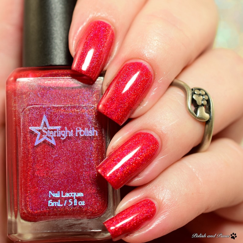 Holly Berry - Red Holographic Polish, Winter Holodays, Holo Indie Nail ...