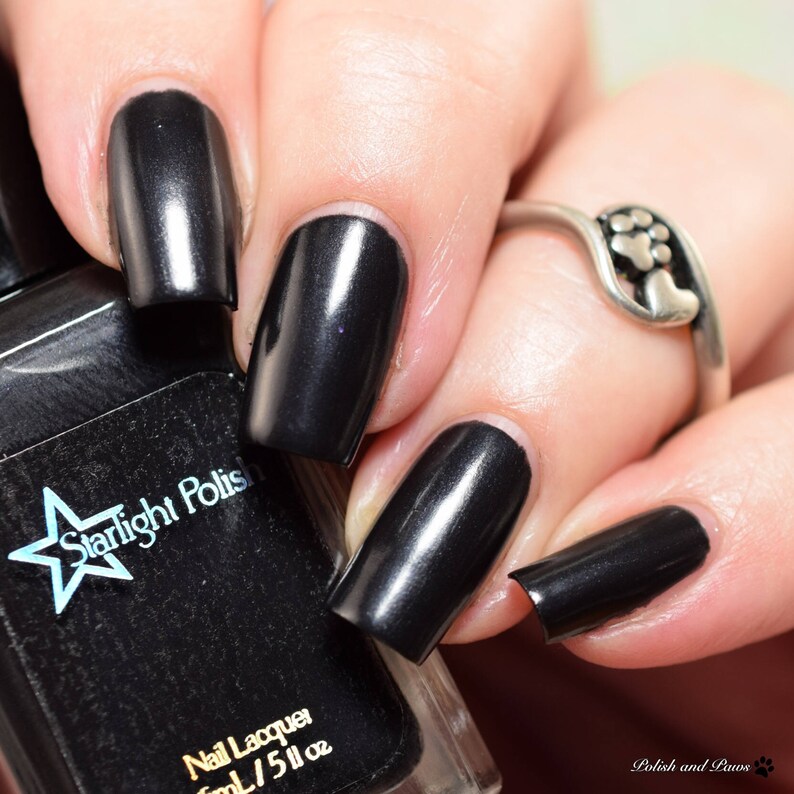 Obsidian Black Nail Lacquer Indie Polish Starlight and - Etsy