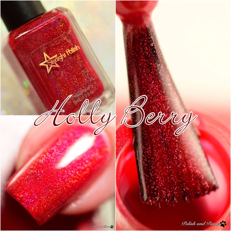 Holly Berry - Red Holographic Polish, Winter Holodays, Holo Indie Nail ...