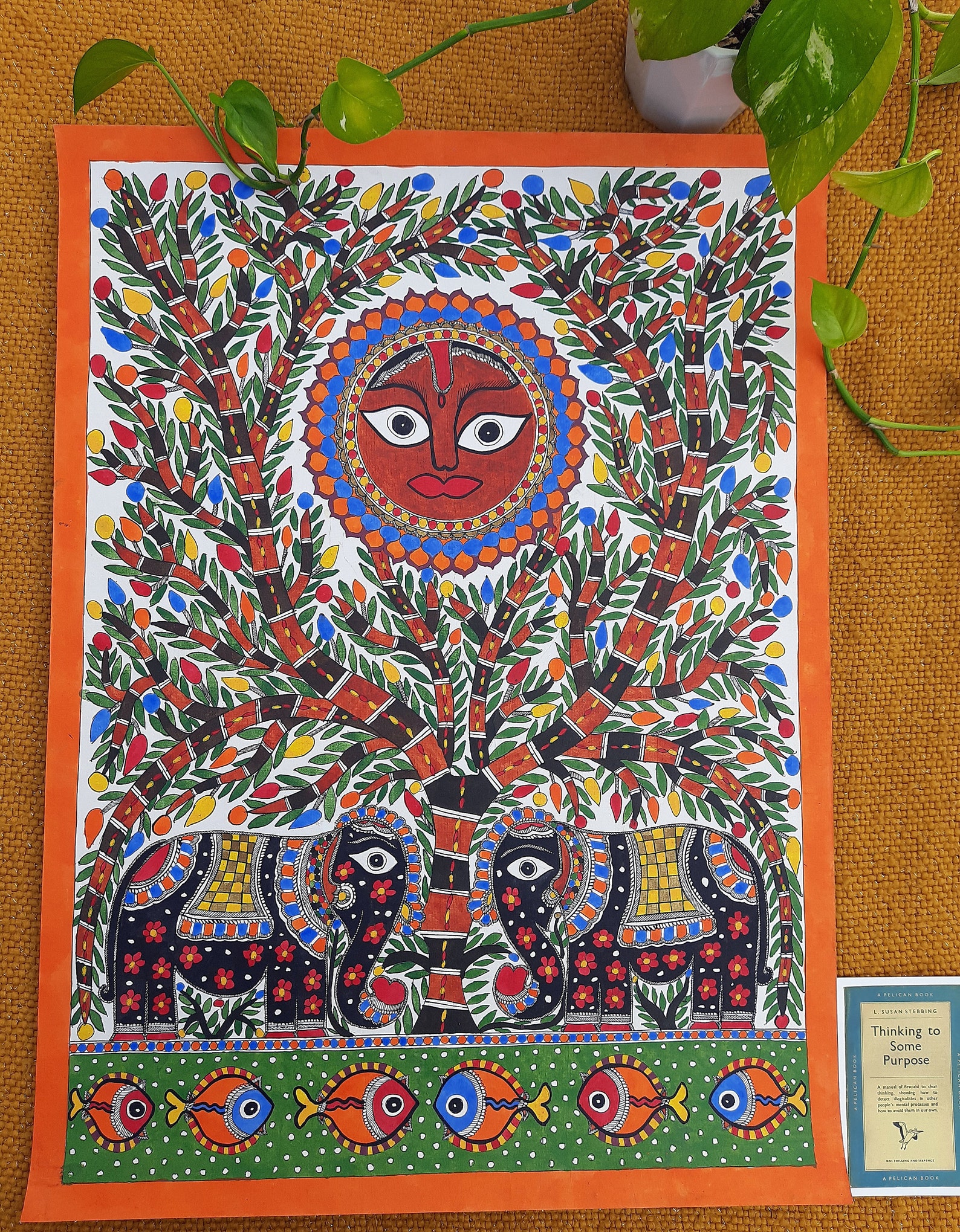 Sun God Smiling Down on US Madhubani Painting - Etsy