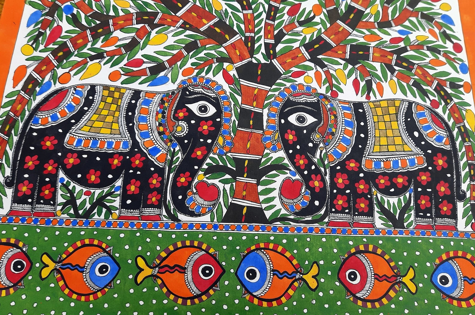 Sun God Smiling down on US Madhubani Painting | Etsy