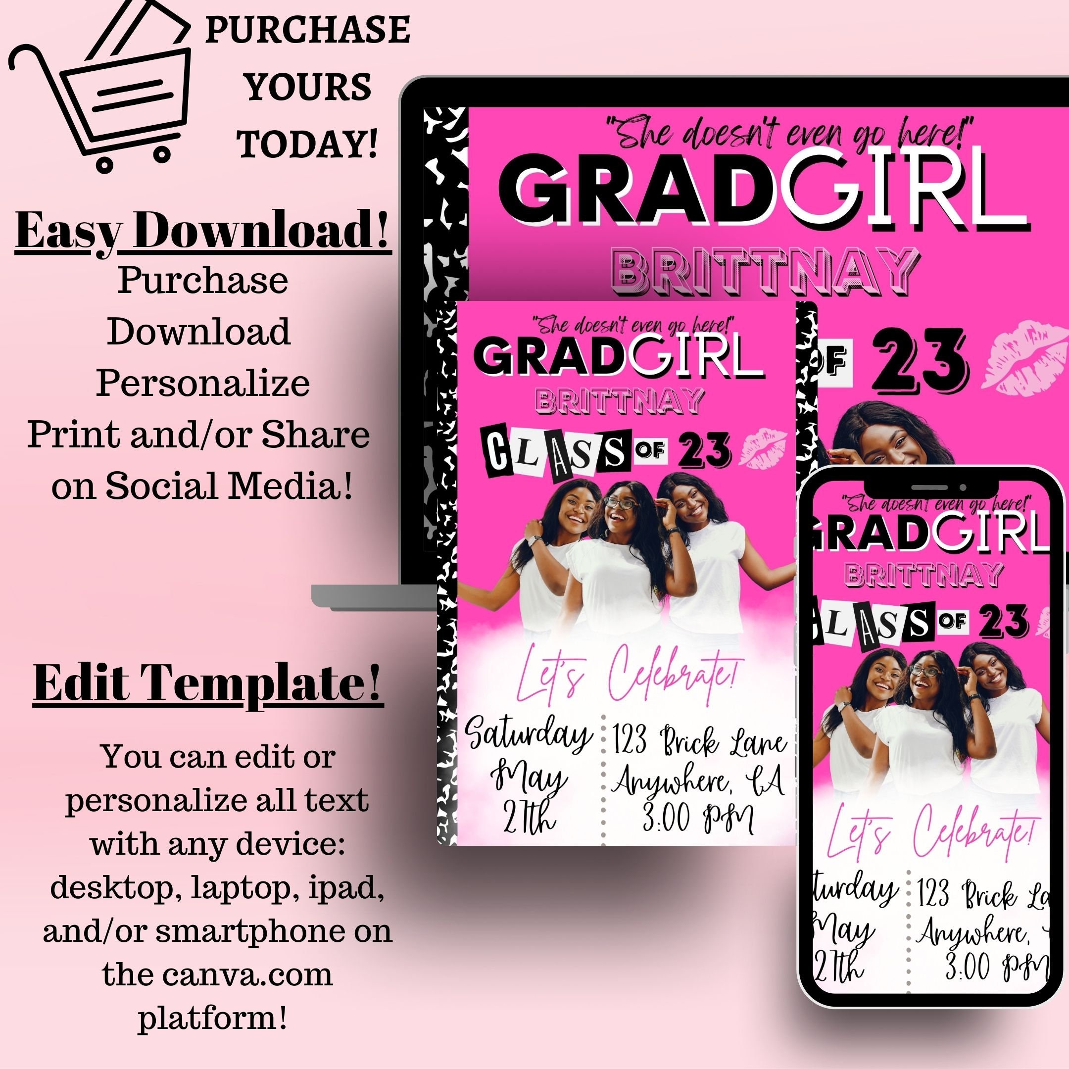 Graduation Party | Graduation Flyer | Editable Template | Canva Design ...