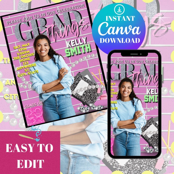 Graduation Invitation Girly - Etsy