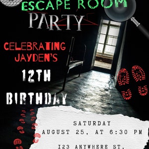Escape Room Birthday Invitation, Digital Escape Room Invitation, CANVA ...