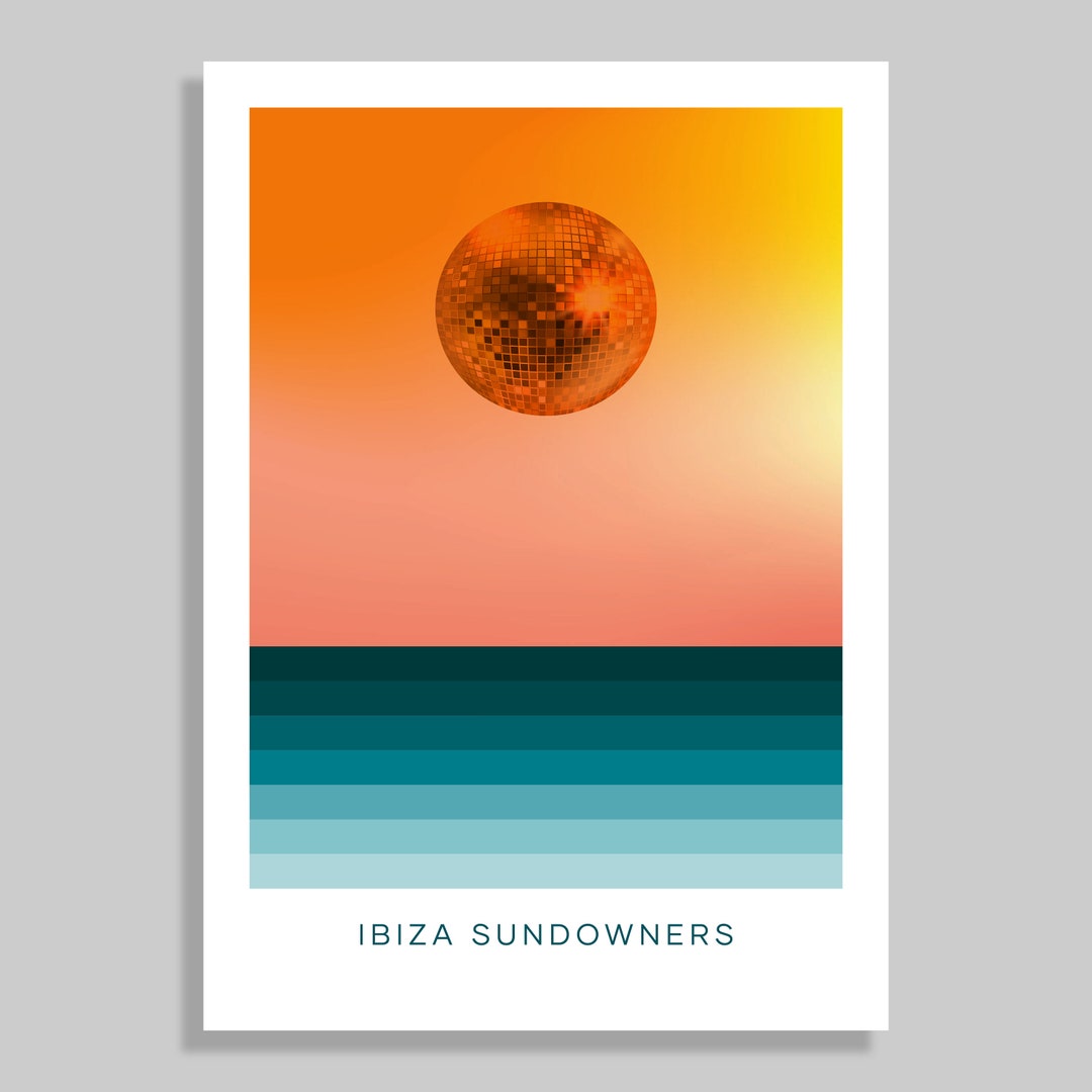 Disco Ball Sunset Print Graphic Wall Art A2 Size - Etsy