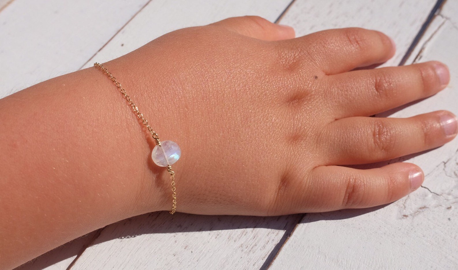 Moonstone Baby Bracelet,toddler Bracelet,gold Baby Bracelet,girl Gift ...