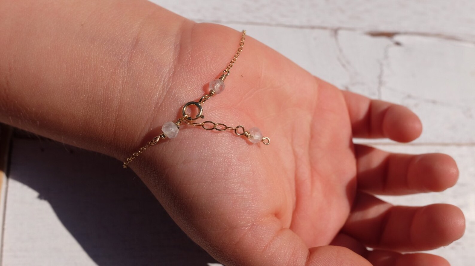 Moonstone Baby Bracelet,toddler Bracelet,gold Baby Bracelet,girl Gift ...