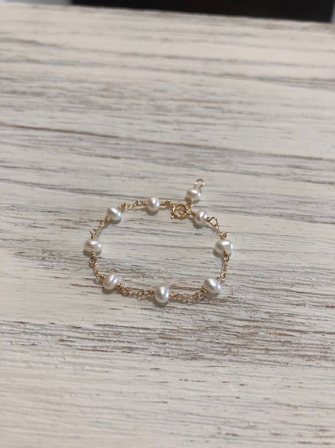 Gold and Pearl Baby Bracelet-gold Baby Bracelet-baby Shower | Etsy