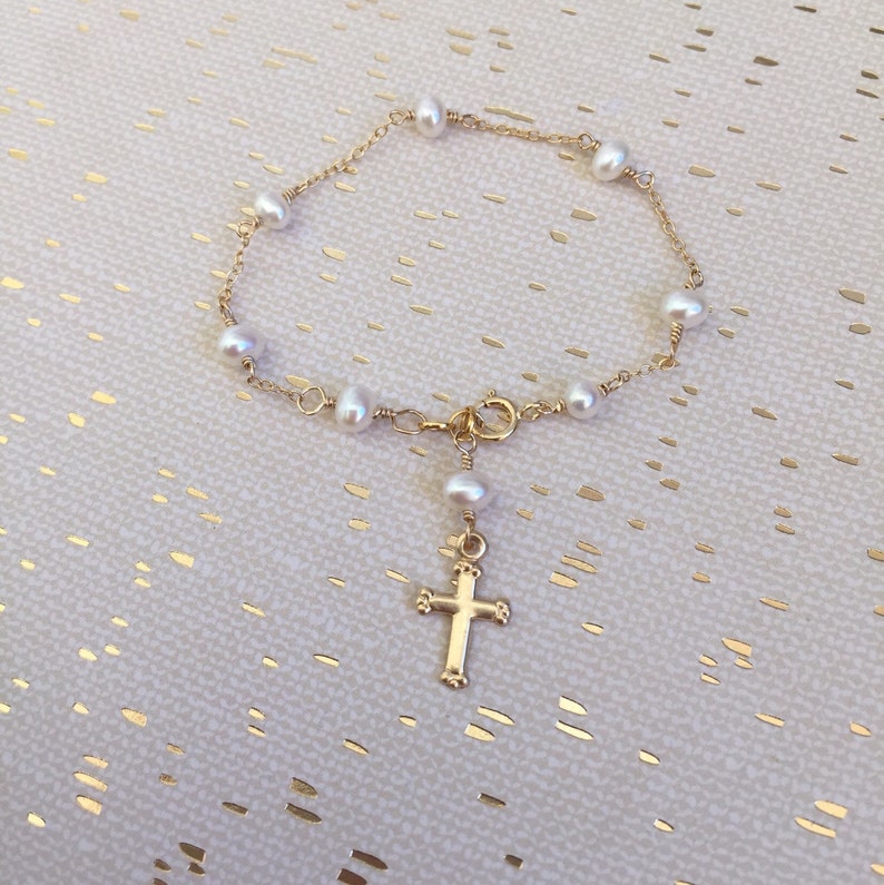 Gold Baby Bracelet Gold Cross Baby Bracelet Gold Baptism | Etsy