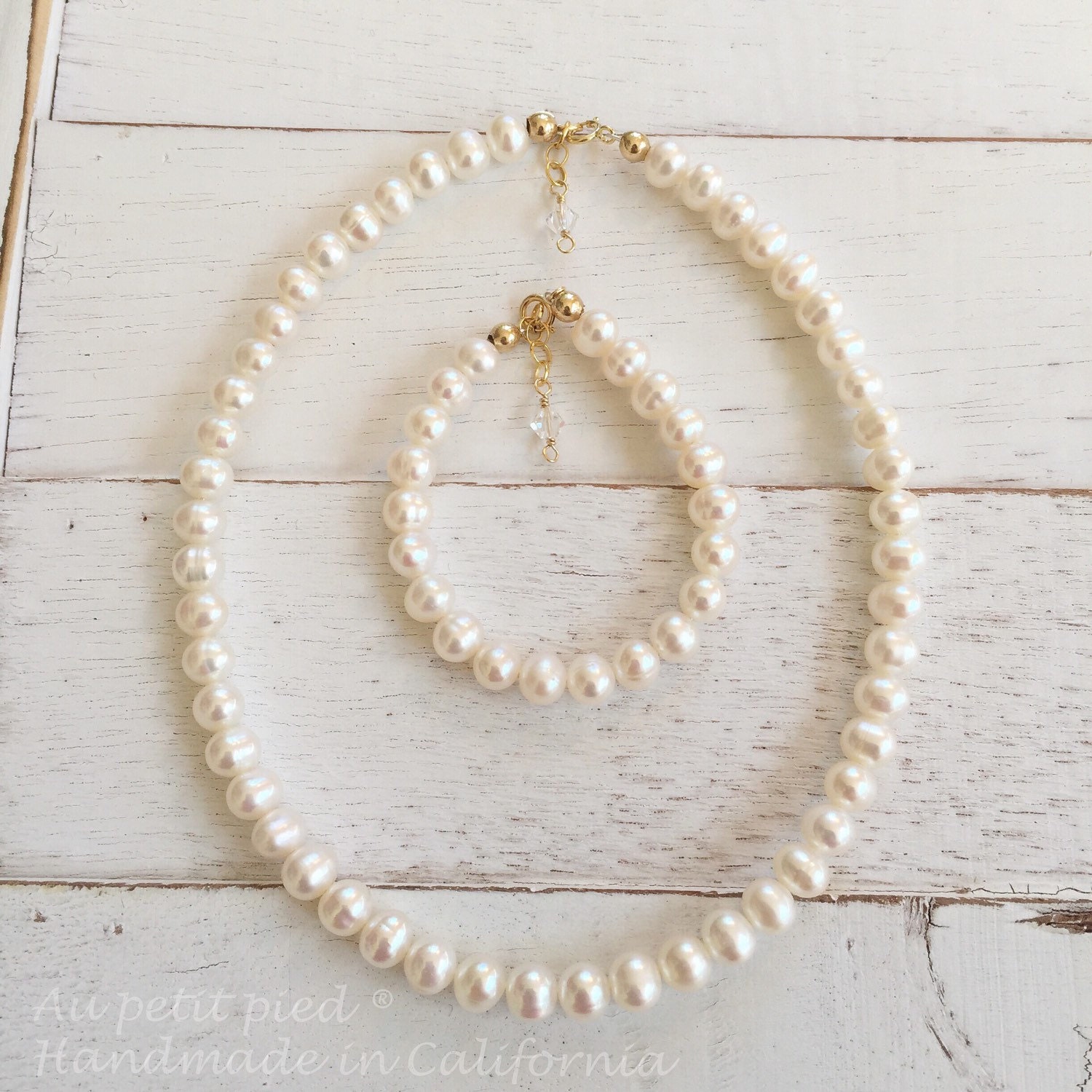Baby Pearl Necklace and Bracelet Set,baby Birthday,baby Pearl Necklace ...