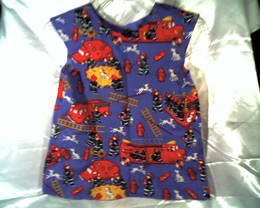 SCHOOL SMOCK Fireman Art/paint-smock/apron or Baby Bib WATERPROOF ...