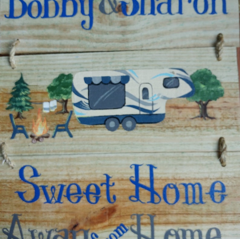 Wood Camp Site Sign Personalize W/ Names, Custom Color and Camper Style ...
