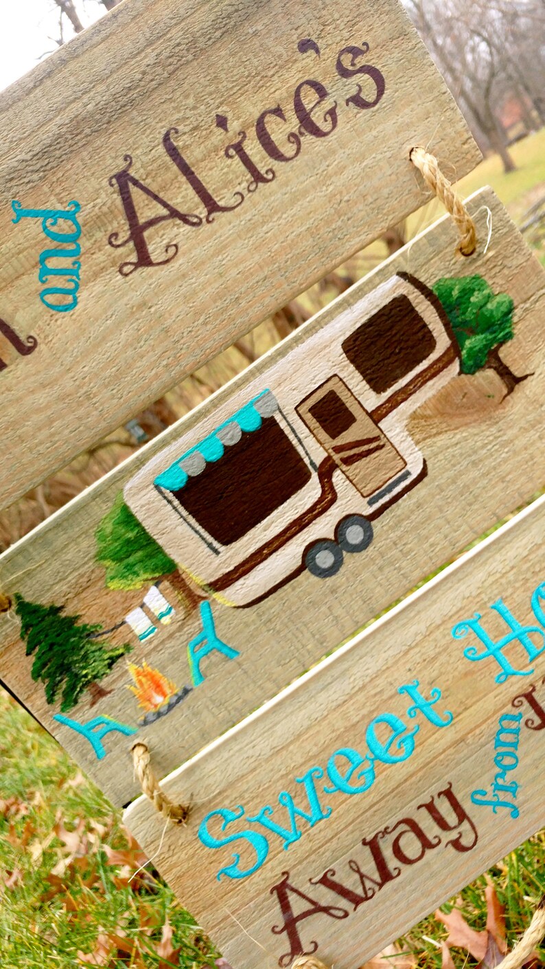 Wood Camp Site Sign Personalize W/ Names, Custom Color and Camper Style ...