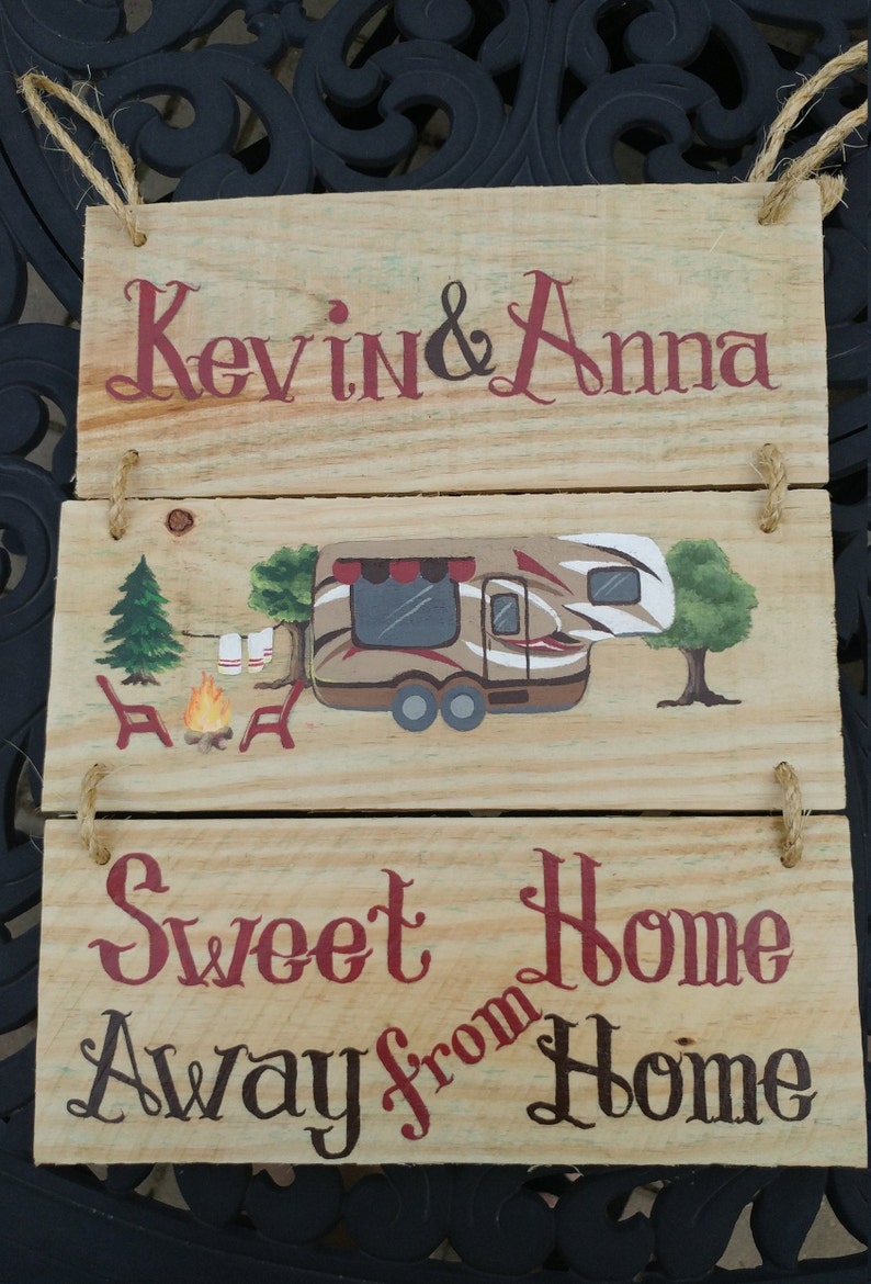 Wood Camp Site Sign Personalize W/ Names, Custom Color and Camper Style ...