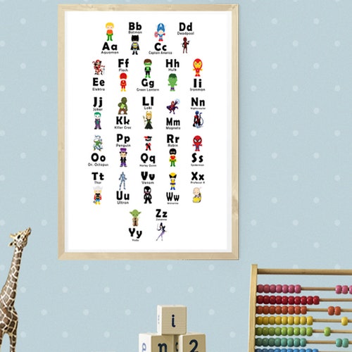 Superhero Printable Poster Alphabet Poster Nursery Decor - Etsy