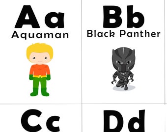 ABC Printable Flash Cards, Learning Toys, Superhero, Printable Alphabet ...