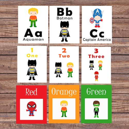 Flash Cards Superhero Alphabet Cards Learning Toys - Etsy