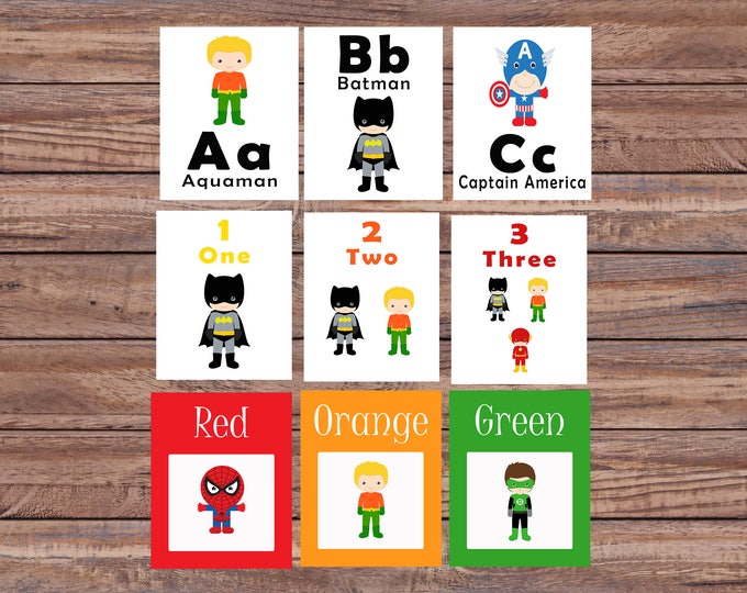 Flash Cards, Superhero, Alphabet Cards, Learning Toys, Educational Toys ...