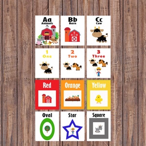 Printable Preschool Flash Cards, Farm Animals Learning Numbers ...