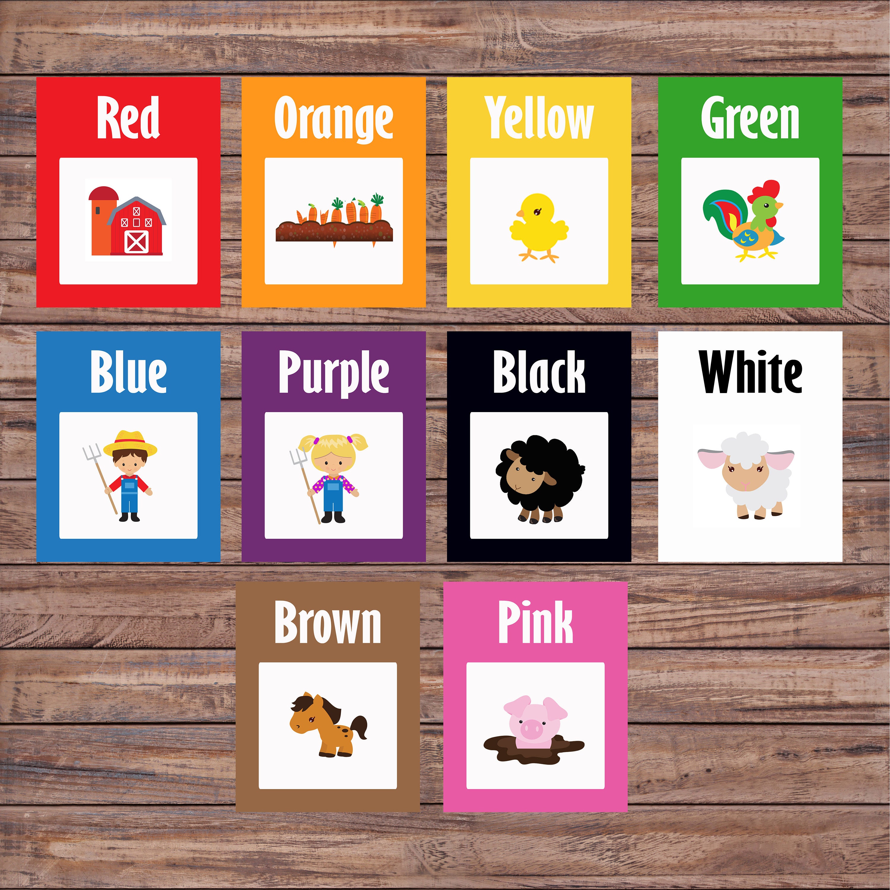 Printable Preschool Alphabet Flash Cards Farm Animal - Etsy